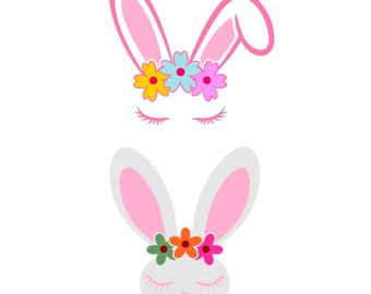 Flowers Bunny Face Cuttable Design SVG PNG DXF & Eps Designs - Etsy