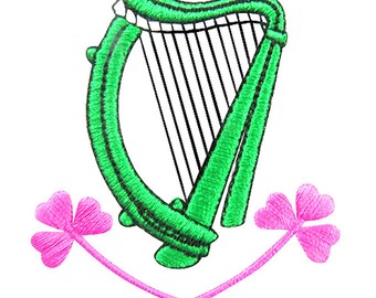 Irish Celtic Harp EMBROIDERY DESIGN FILE Instant Download Hus Dst Exp ...