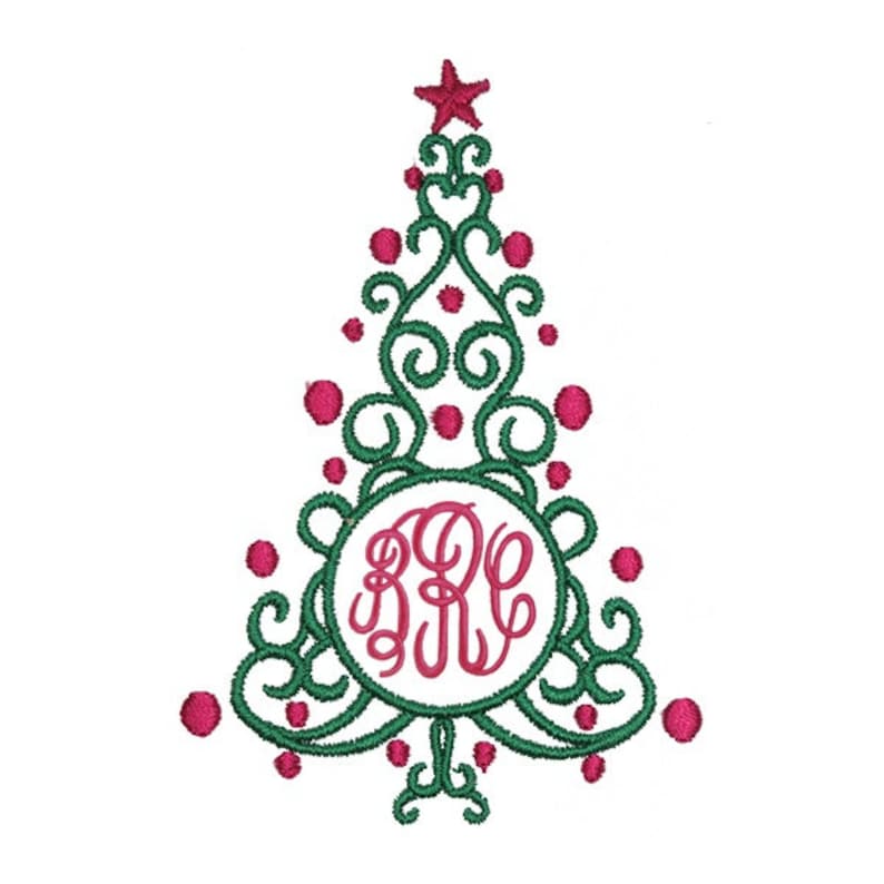 Christmas Tree Monogram Frame Machine Embroidery Design | Etsy