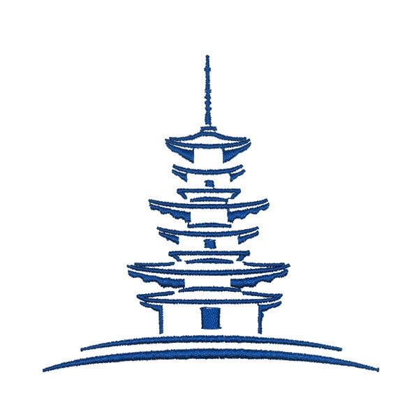 Japan Pagoda Embroidery Design Instant Download | Etsy