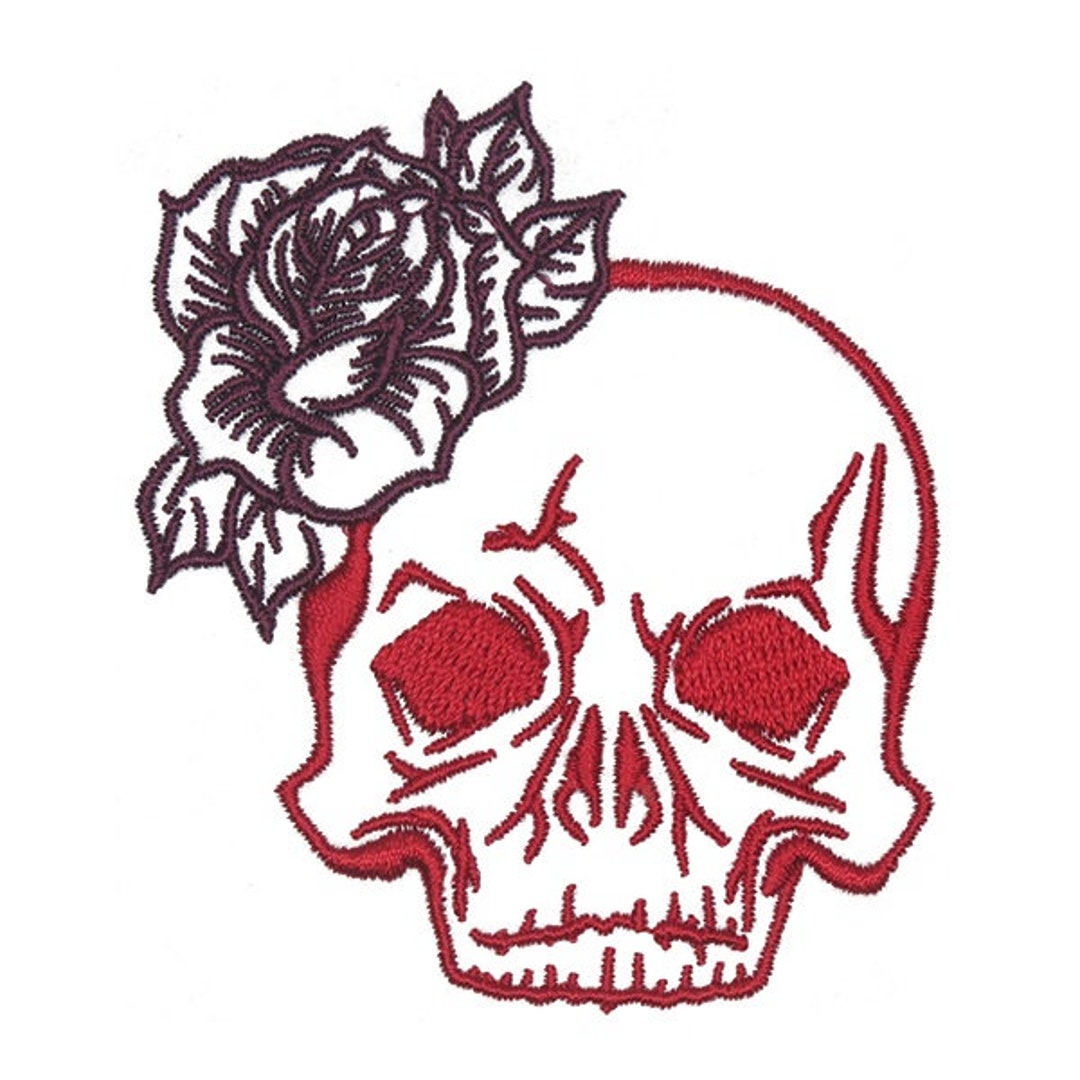 Skull Rose Embroidery Design Instant Download - Etsy