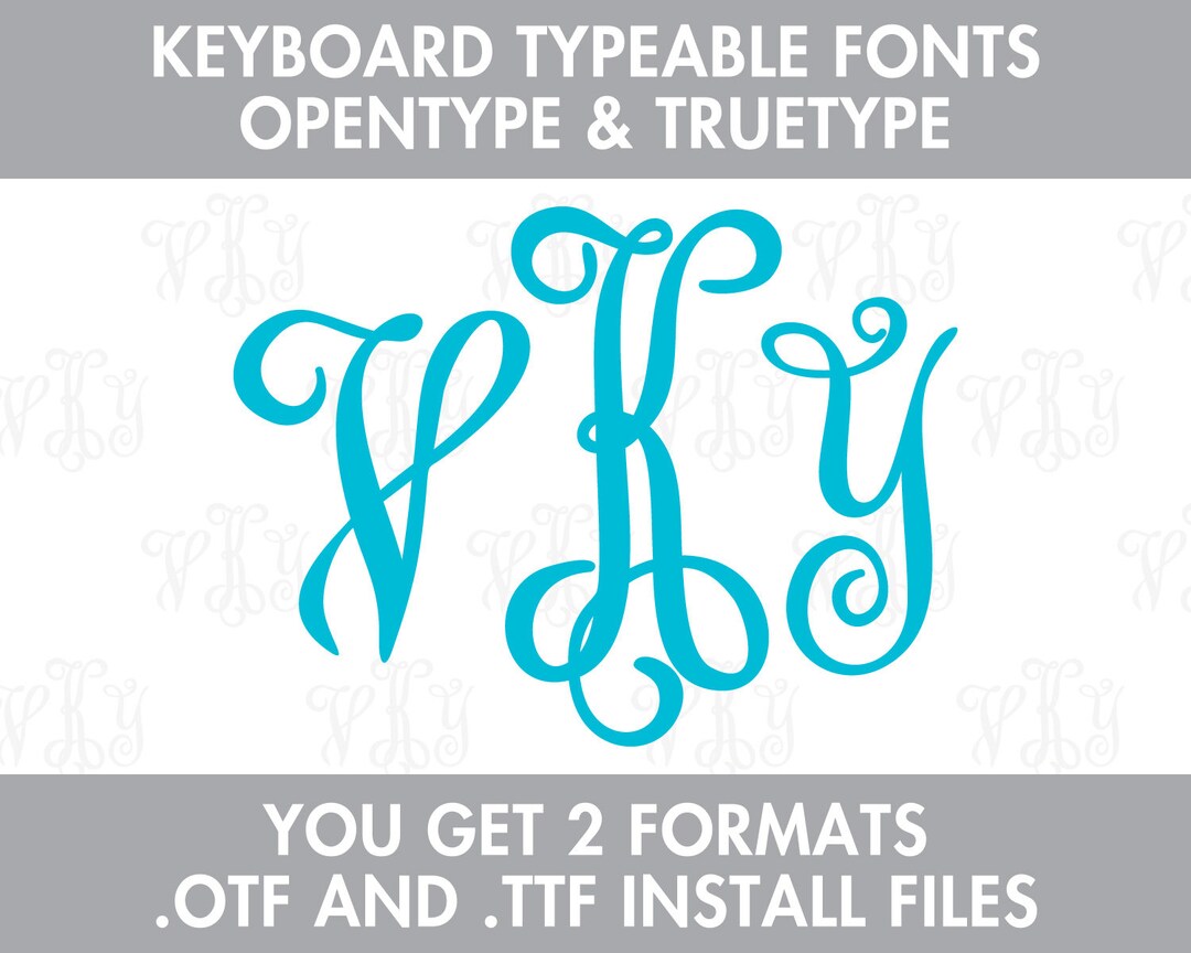 Victor Monogram Truetype Font Keyboard Typeable OTF TTF Install Files ...