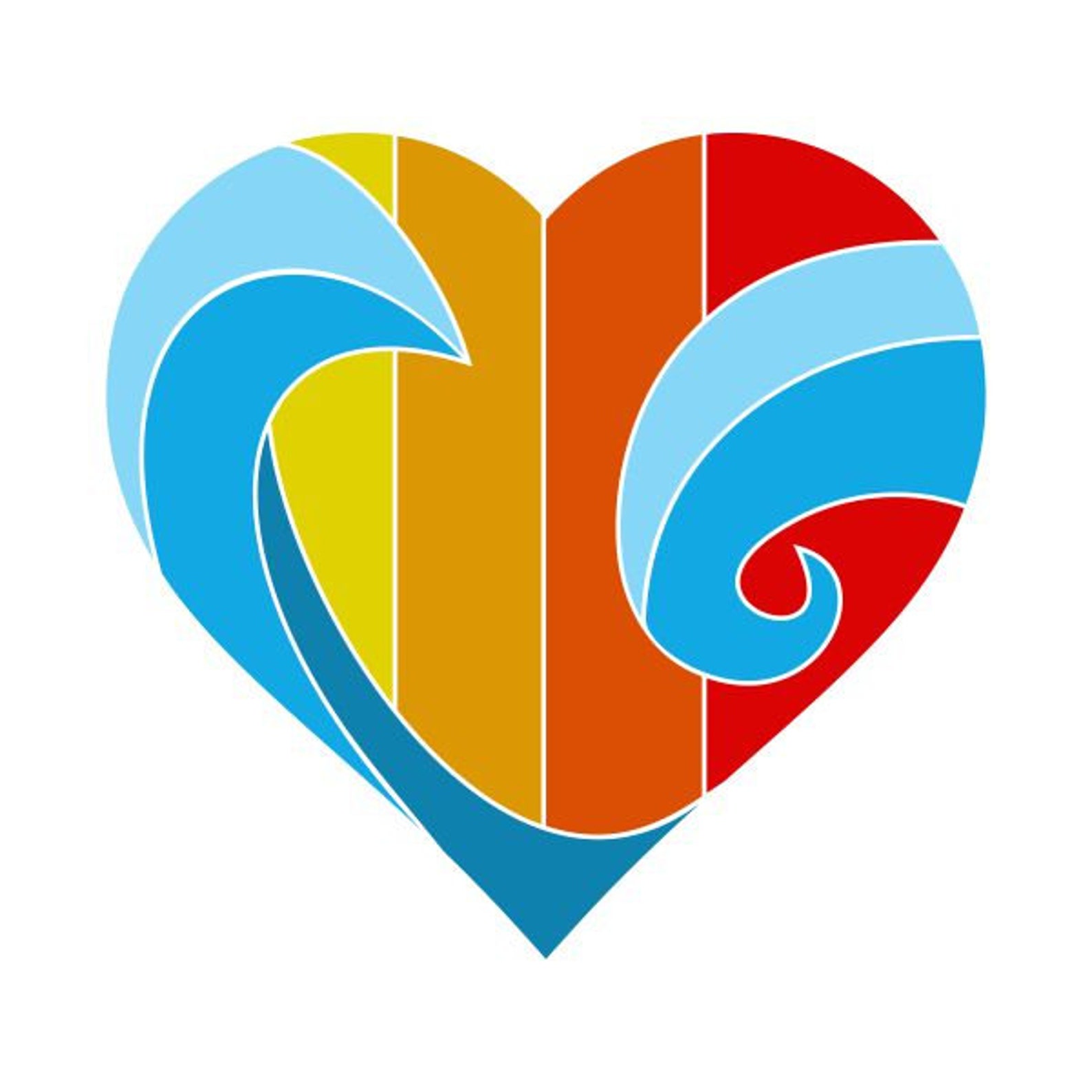 Wave Rainbow Heart Cuttable Design PNG DXF SVG & Eps File for | Etsy