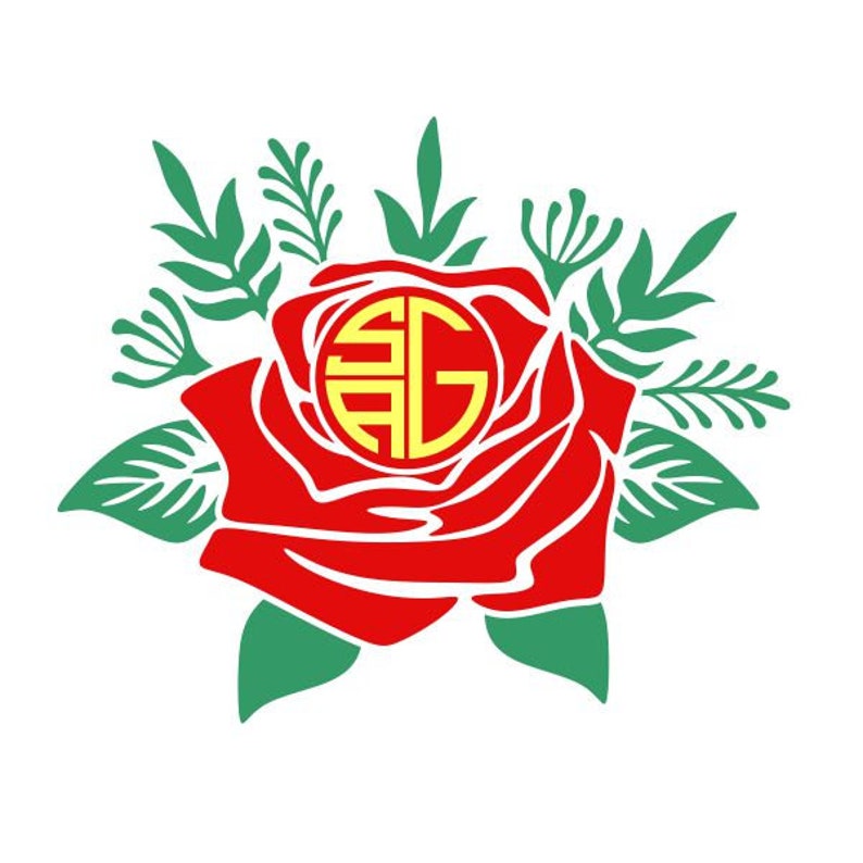 Rose Monogram Cuttable Frame PNG DXF SVG & Eps File for - Etsy