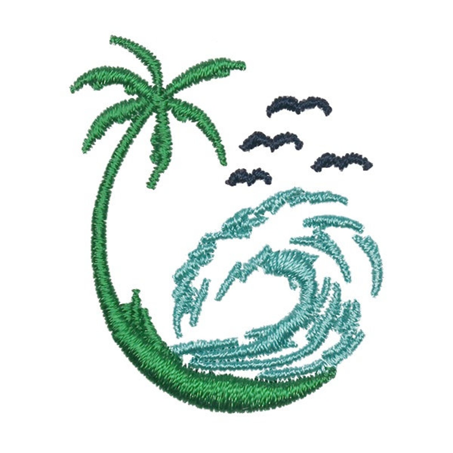 Palm Wave Beach Embroidery Design Instant Download | Etsy