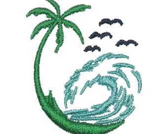 Sunny Palm Beach Embroidery Design Instant Download | Etsy