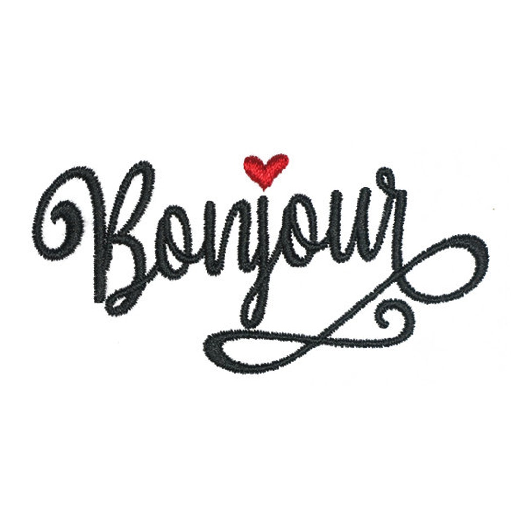 Bonjour Embroidery Design Instant Download - Etsy