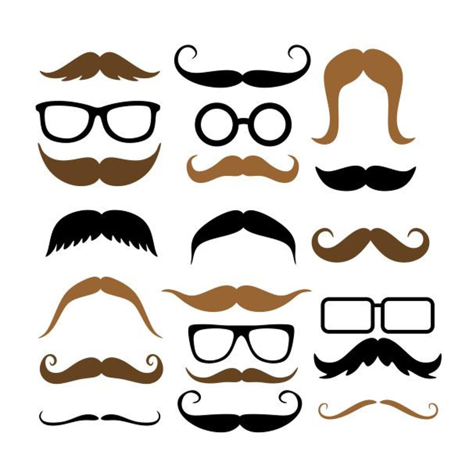 Mustache Beard Hair Glasses Eyes Face Cuttable Design PNG DXF - Etsy
