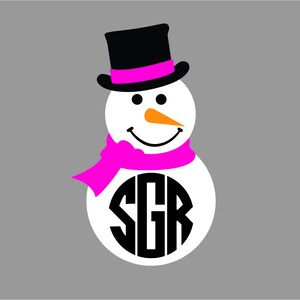 Snowman Monogram Frame Cuttable Design PNG DXF SVG & Eps File for ...