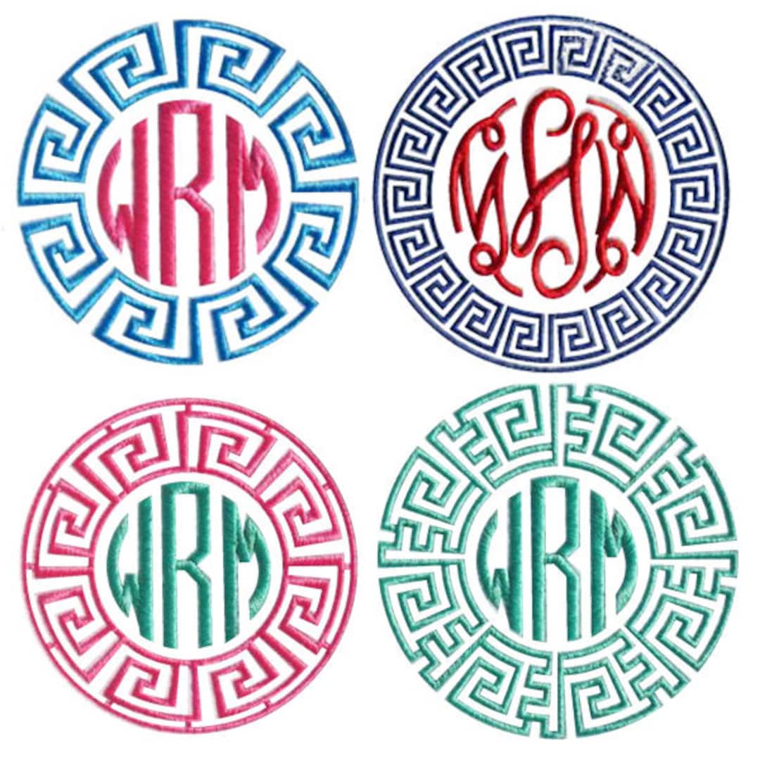 Greek Key Monogram Frame Embroidery Designs Instant Download - Etsy