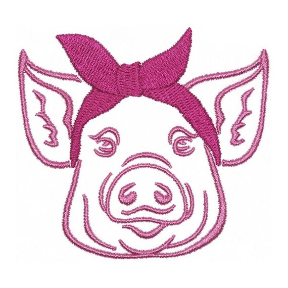 Bandana Pig Embroidery Design Instant Download | Etsy