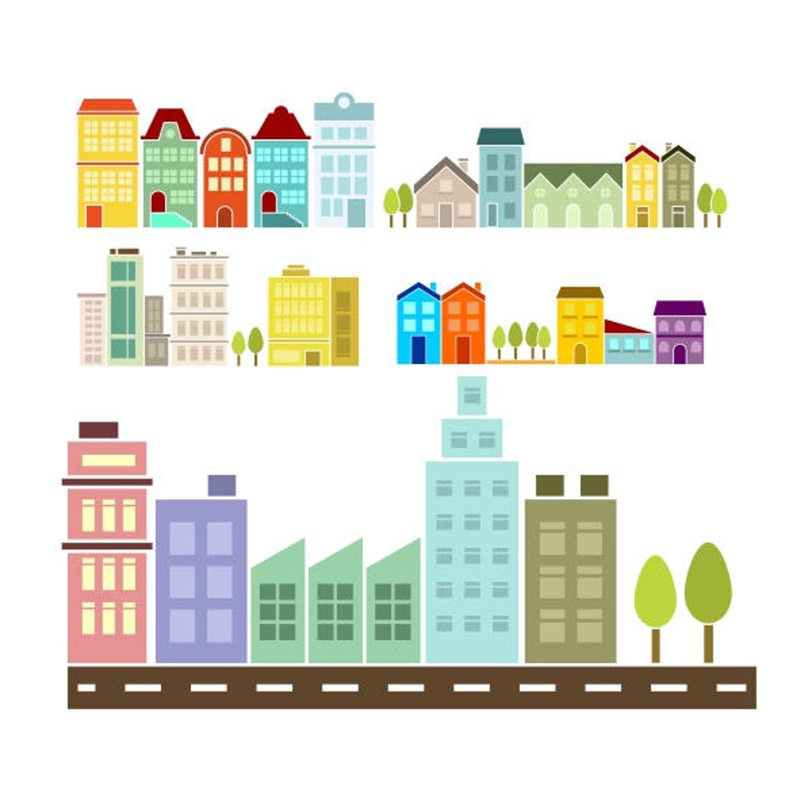 Town City Cuttable Design PNG DXF SVG & Eps File for | Etsy