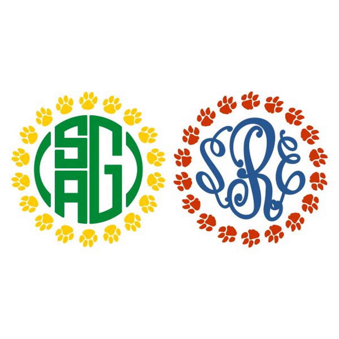 Paw Monogram Frame Cuttable Design PNG DXF SVG & Eps File for ...