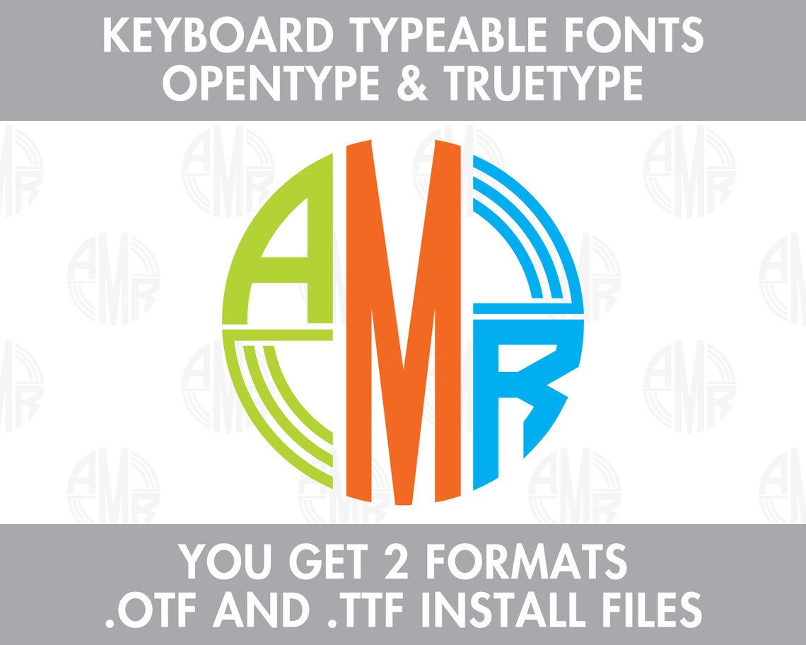 Round Line Circle Monogram Truetype Font Keyboard Typeable OTF | Etsy
