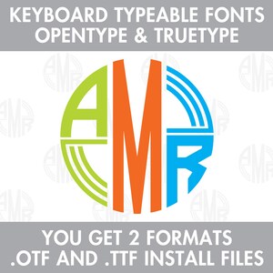 Round Line Circle Monogram Truetype Font Keyboard Typeable OTF - Etsy