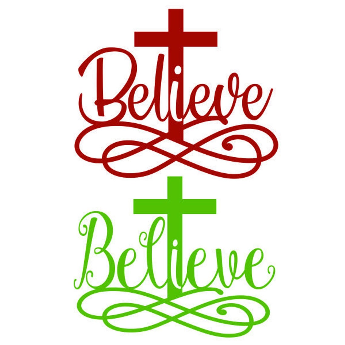 Believe Cross Jesus Christmas Cuttable Design PNG DXF SVG & - Etsy