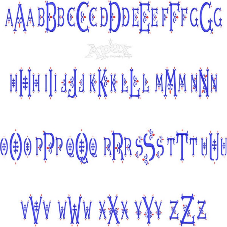 Florence Monogram Machine Embroidery Font 3 Sizes 4 | Etsy