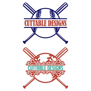Baseball Split Cuttable Design PNG DXF SVG & Eps File for Silhouette ...