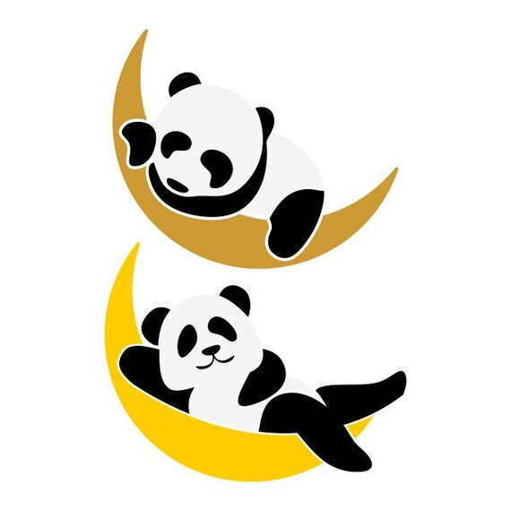 Panda on Moon Cuttable Design PNG DXF SVG & Eps File for - Etsy