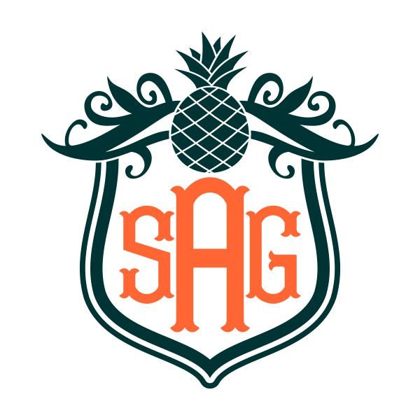 Pineapple Monogram Frame Cuttable Design PNG DXF SVG & Eps - Etsy