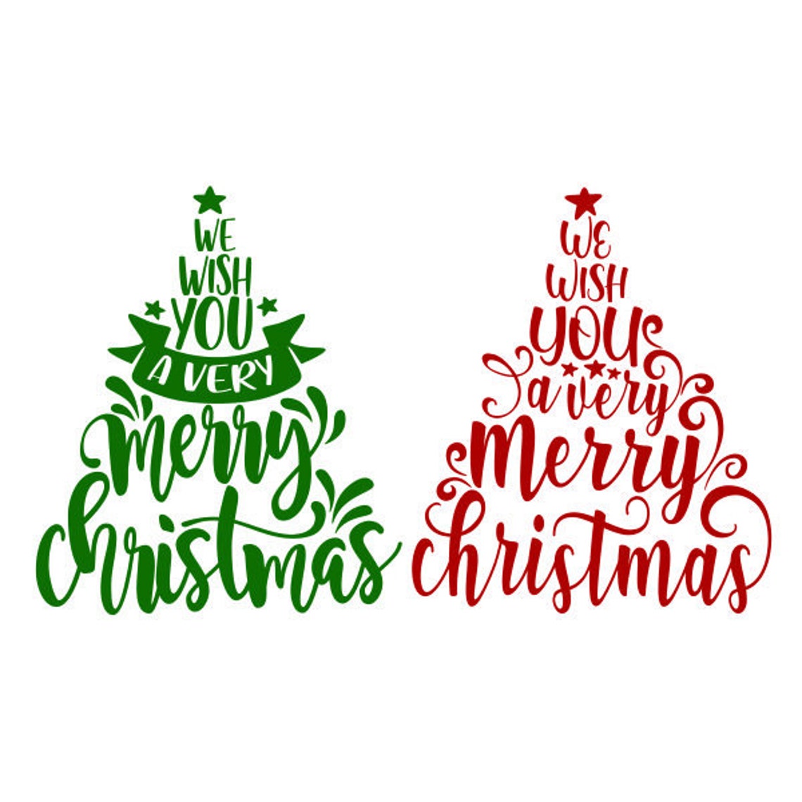 Christmas Tree We Wish You a Very Merry Cuttable Design PNG - Etsy