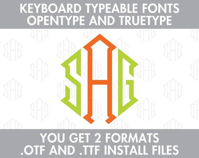 Diamond Monogram Truetype Font Keyboard Typeable OTF TTF Install Files ...