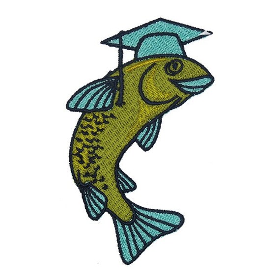 Graduation Fish Embroidery Design Instant Download | Etsy