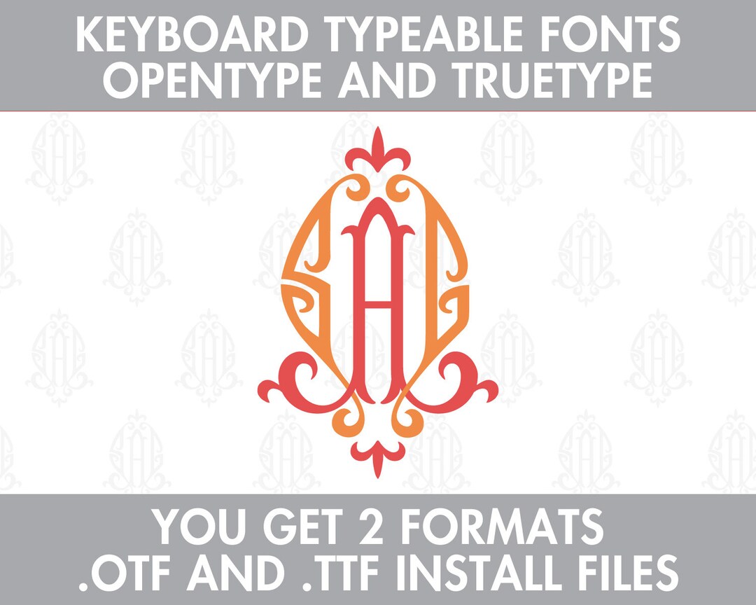 Fleur Monogram Truetype Font Keyboard Typeable OTF TTF Install Files - Etsy