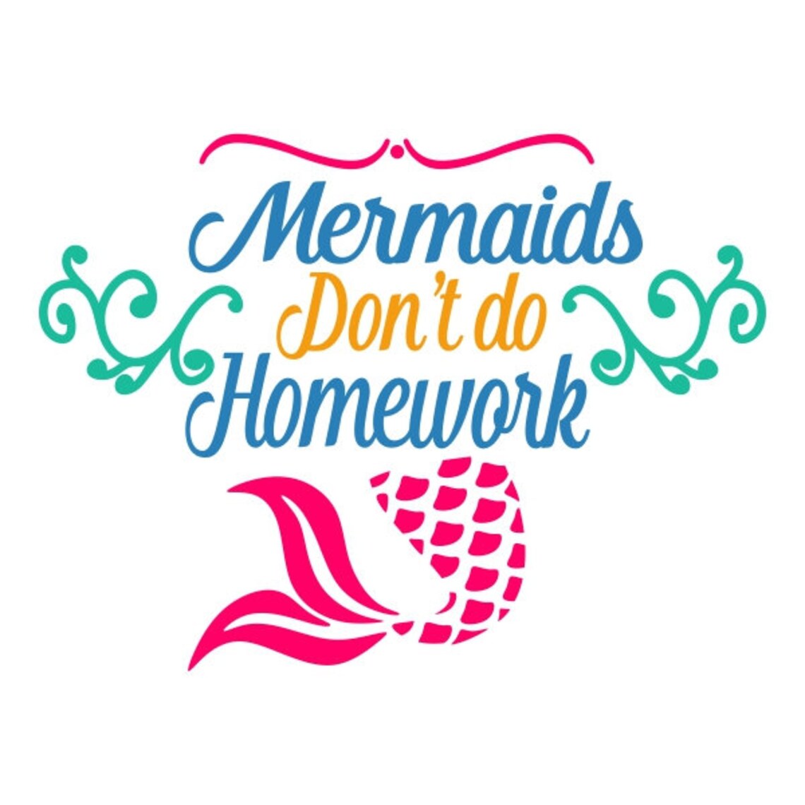 Mermaid Homework Cuttable Design PNG DXF SVG & Eps File for - Etsy