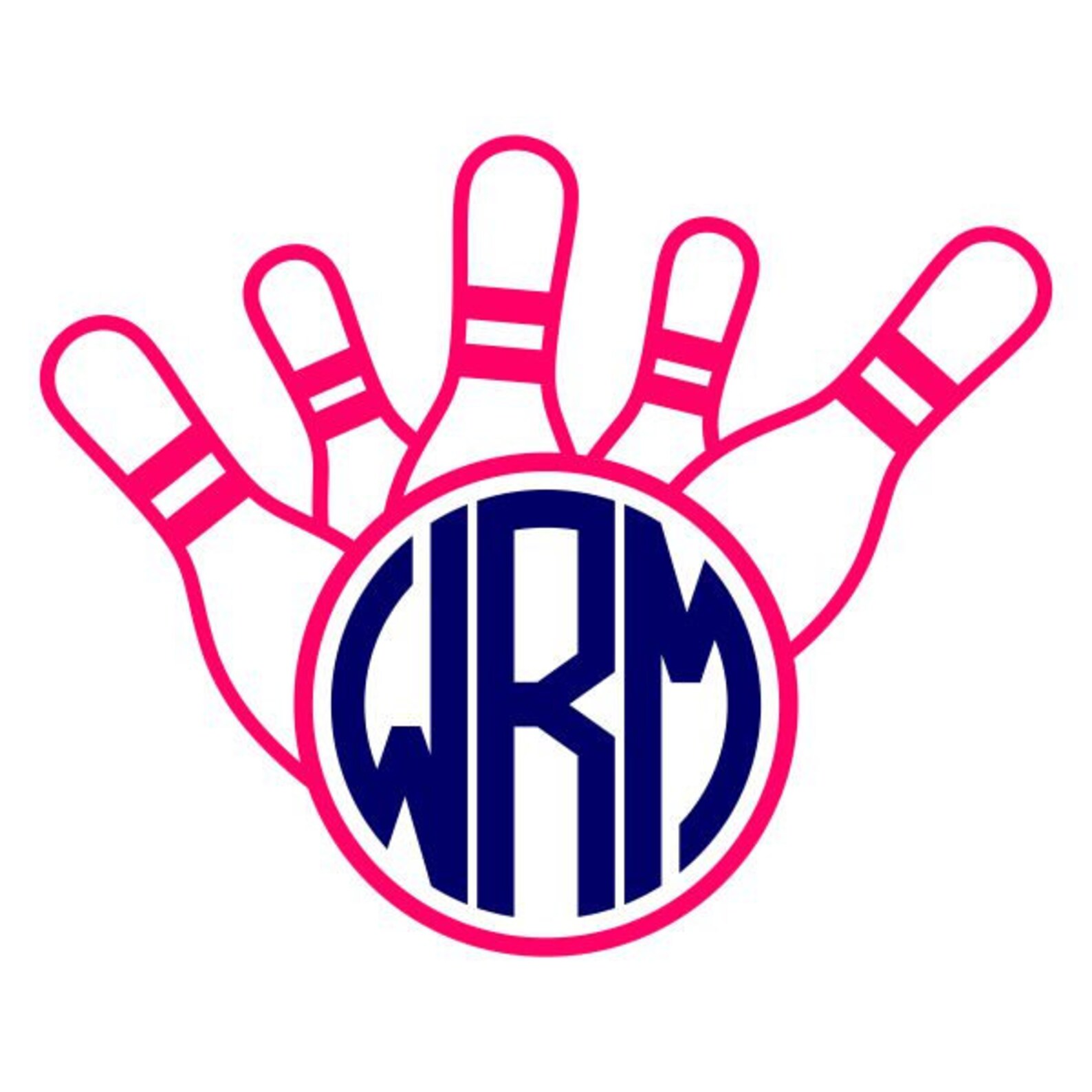 Bowling Monogram Frame Cuttable Design PNG DXF SVG & Eps File | Etsy