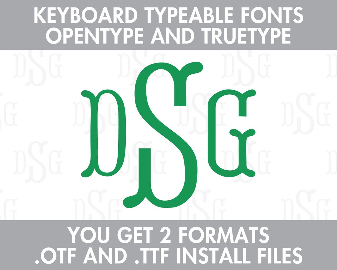 Round Circle Fish Tail Monogram Truetype Font Keyboard - Etsy