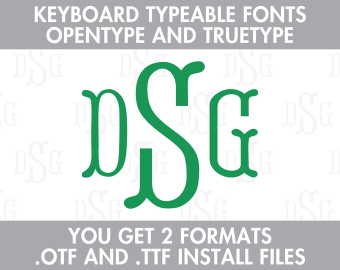 Round Circle Fish Tail Monogram Truetype Font Keyboard Typeable OTF TTF ...