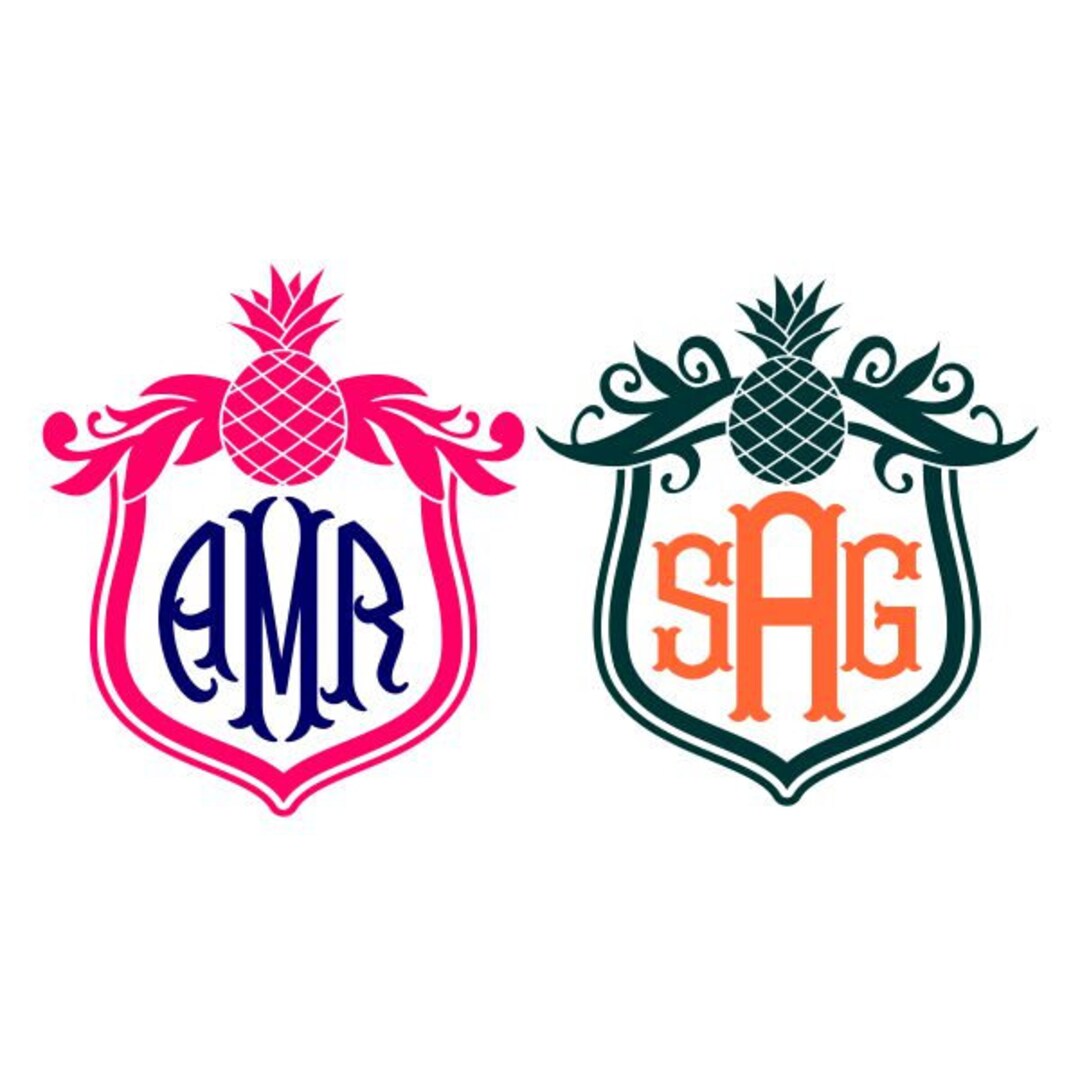 Pineapple Monogram Frame Cuttable Design PNG DXF SVG & Eps File for ...