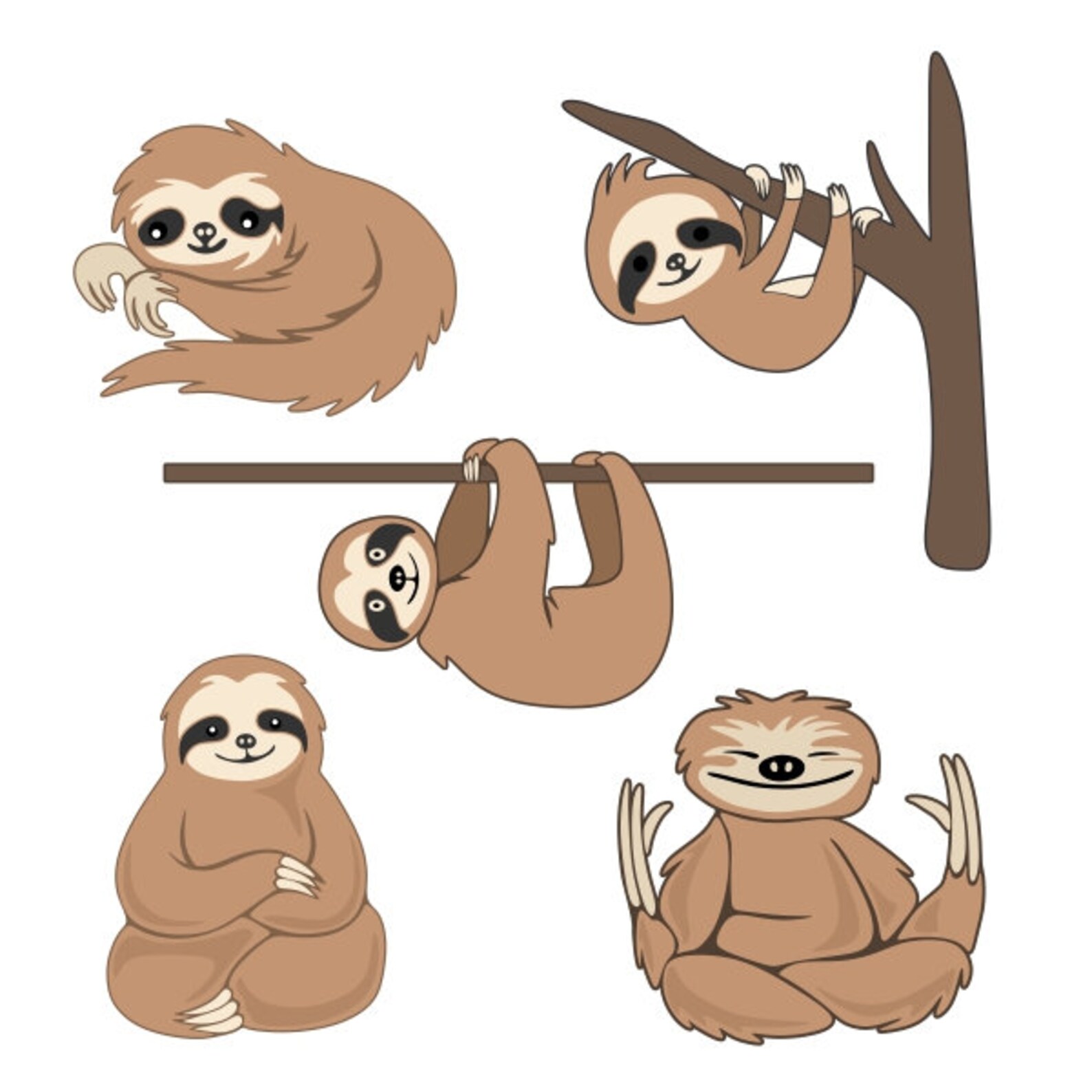 Cute Sloth Pack Cuttable Design PNG DXF SVG & Eps File for - Etsy