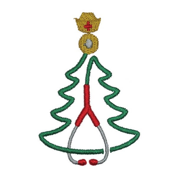 Stethoscope Medical Christmas Tree Embroidery Design Instant | Etsy