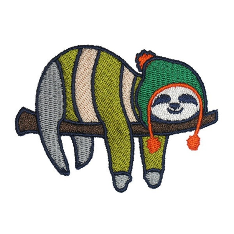Winter Napping Sloth Embroidery Design Instant Download | Etsy