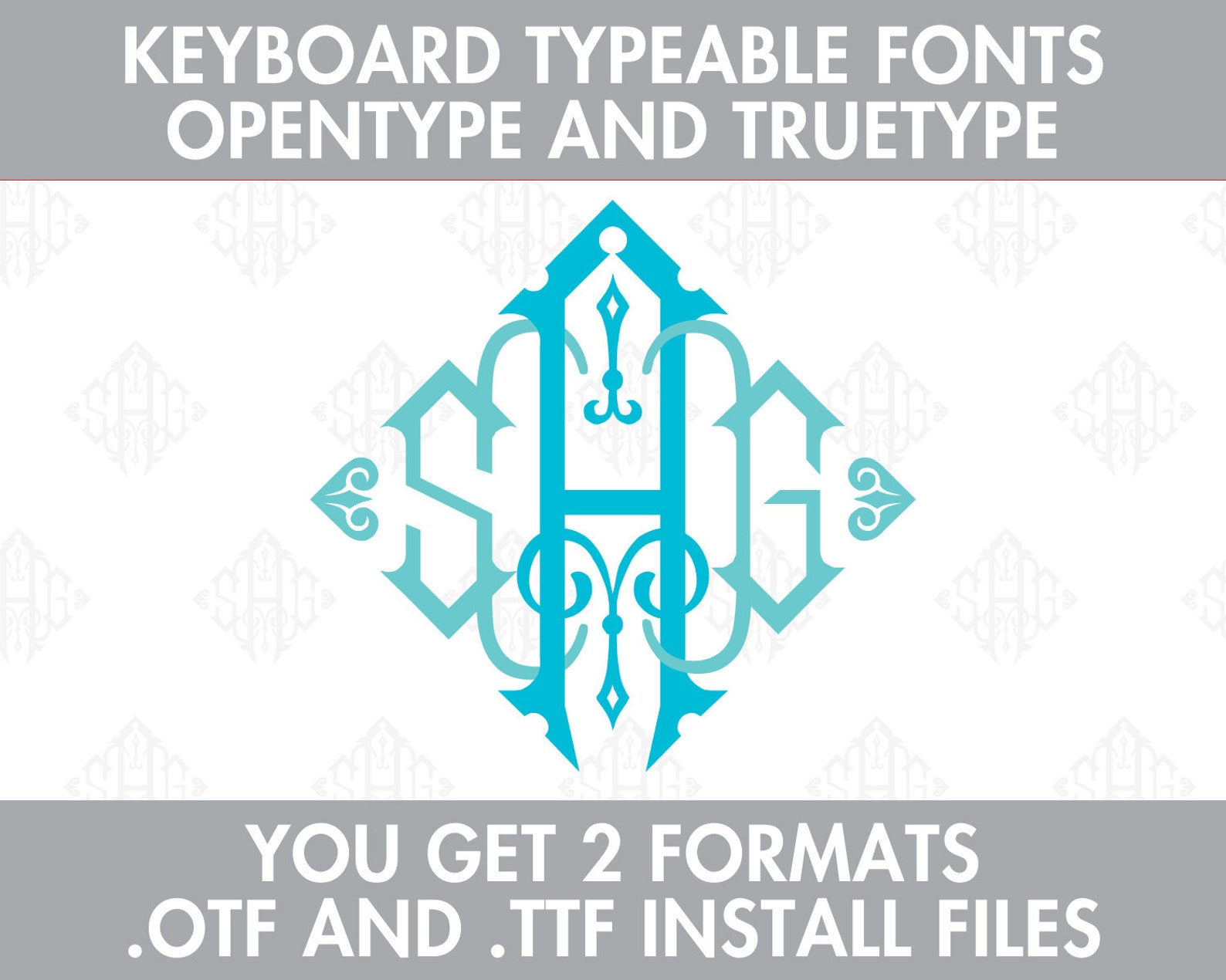 Diamond King Monogram Truetype Font Keyboard Typeable OTF TTF | Etsy