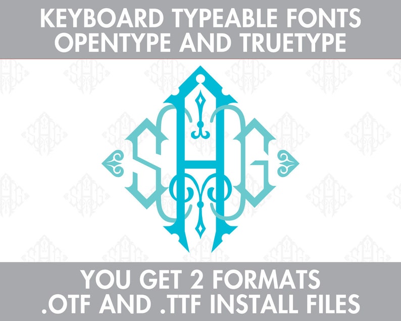 Diamond King Monogram Truetype Font Keyboard Typeable OTF TTF | Etsy