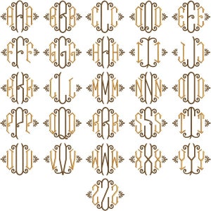 Brigitte Monogram Machine Embroidery Font 3 Sizes 2.5 3.5 and 4.5 ...