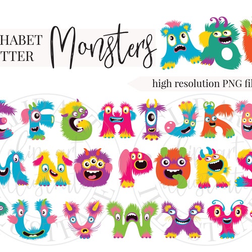 MONSTER PARTY Kit 1 Clipart and Papers Kit 28 Png Clip Arts - Etsy