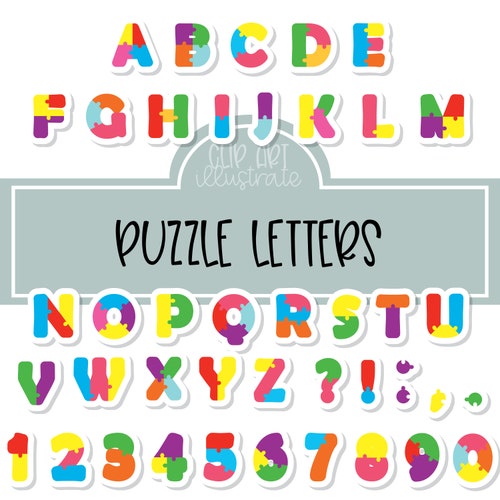 Digital Autism Font Digital Images PNG Files Letters Numbers | Etsy