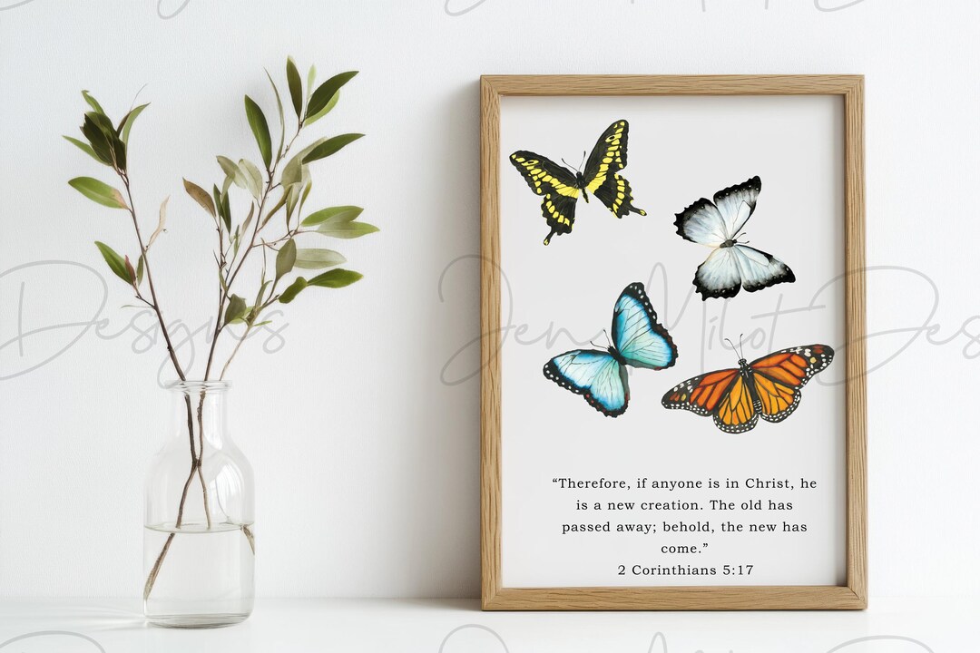 Butterflies Bible Verse | Christian Wall Art | Nature Bible Verse Decor ...