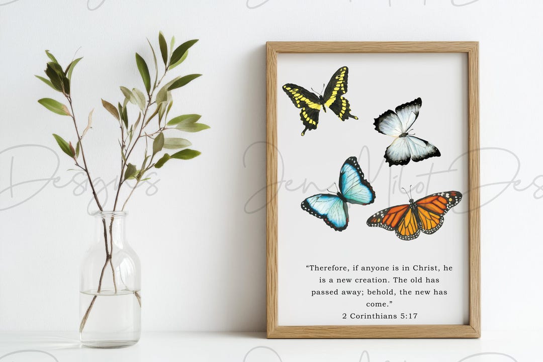 Butterflies Bible Verse Print | Butterfly Art | Motivational Art ...