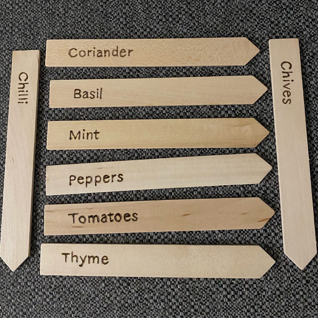 Set of 8 Personalised Wooden Plant Labels, Herb Signs - Etsy