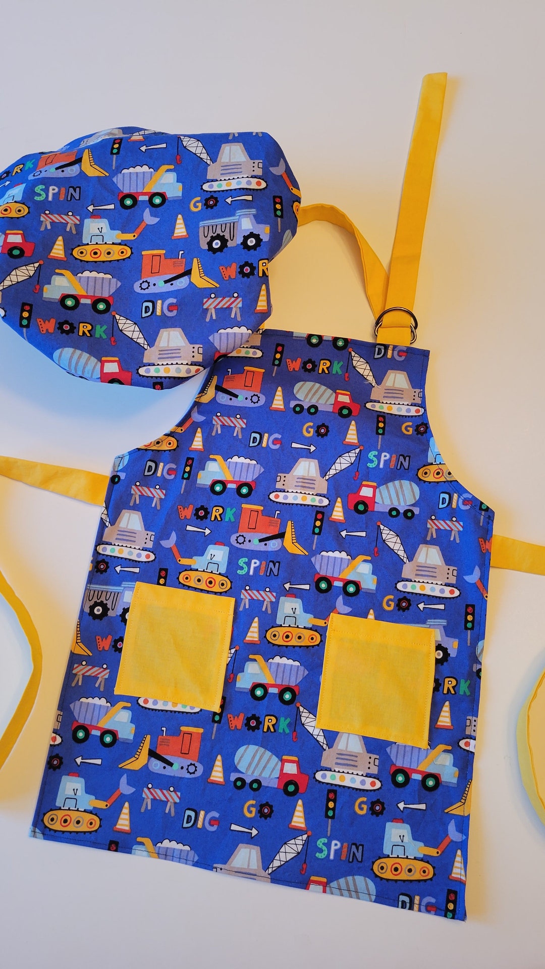 Handmade Toddler Cooking Apron & Hat - Size 3/4 - Personalized Kitchen ...