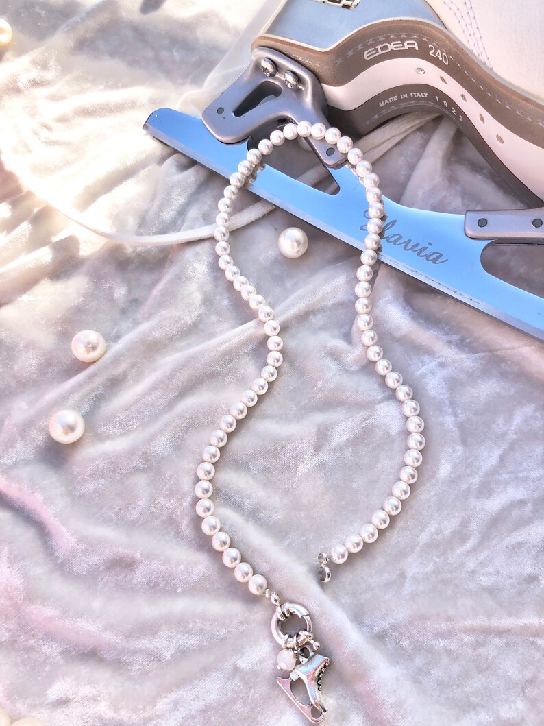 Pearl Necklace With Lock and Charm | Figure Skating Necklace | Ice ...