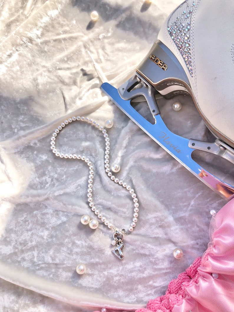 Pearl Necklace With Lock and Charm | Figure Skating Necklace | Ice ...