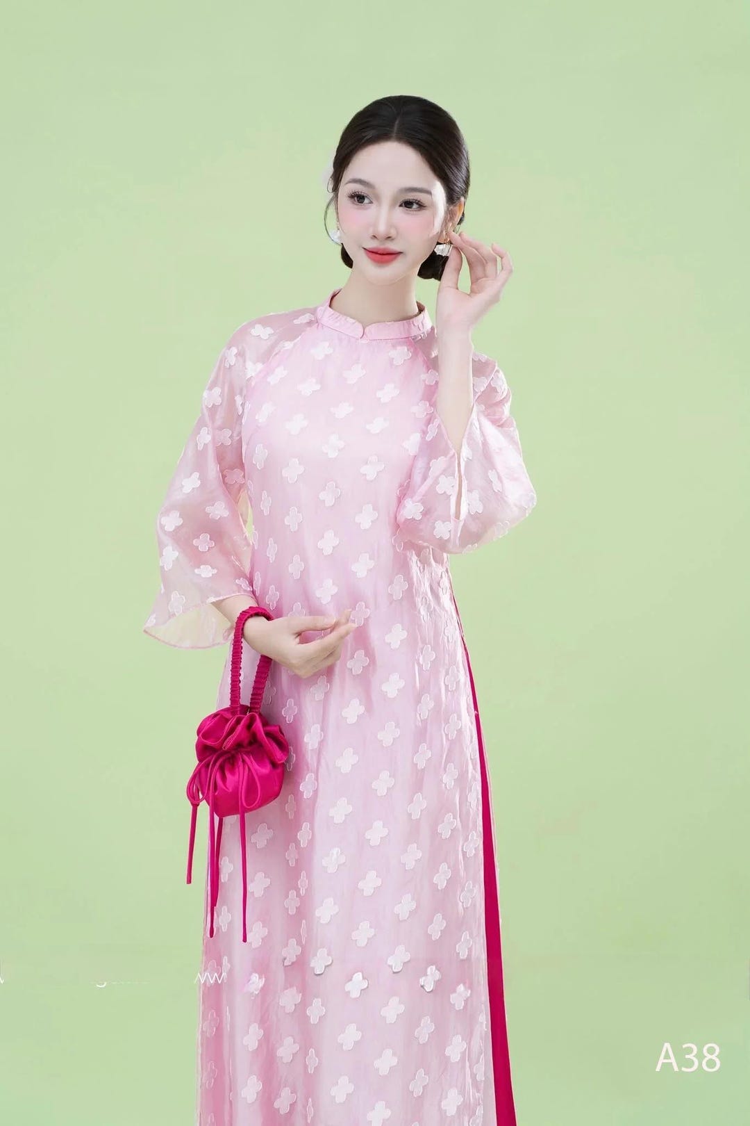 Pink Tơ Ao Daii Cach Tân A38| Ao Dai for Women| Lunar New Year| Modern ...