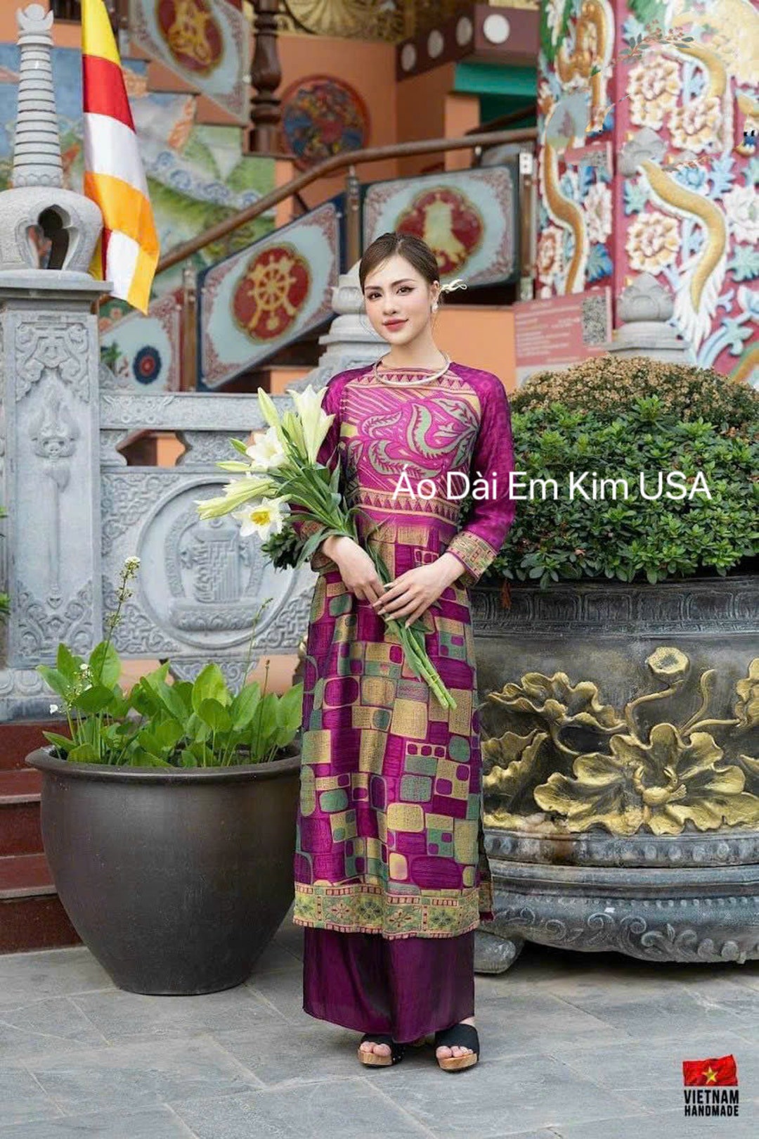 Multi Color Ao Dai Set traditional Ao Dai/ Ao Dai Cach Tan/ Ao Dai for ...
