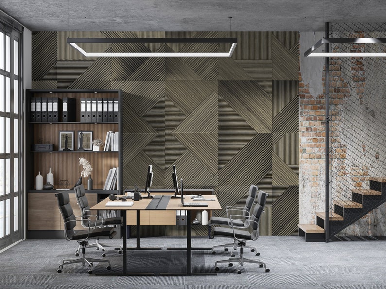 Grey Brown Wood Panel Wallpaper I 3D Effect Wood Panel Mural I ...
